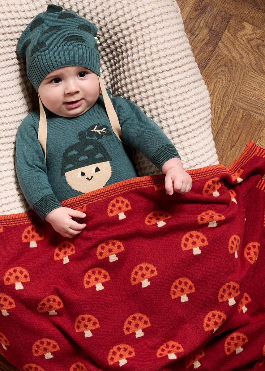 Green Acorn Knit Baby Playsuit | GOTS Certified Organic Cotton