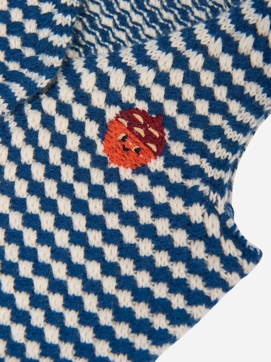 SAMPLE Navy Chunky Knit Check Baby & Kids Waistcoat | Recycled Wool ...